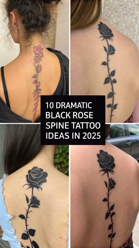 10 Dramatic Black Rose Spine Tattoo for a Bold Statement - getstylish.blog